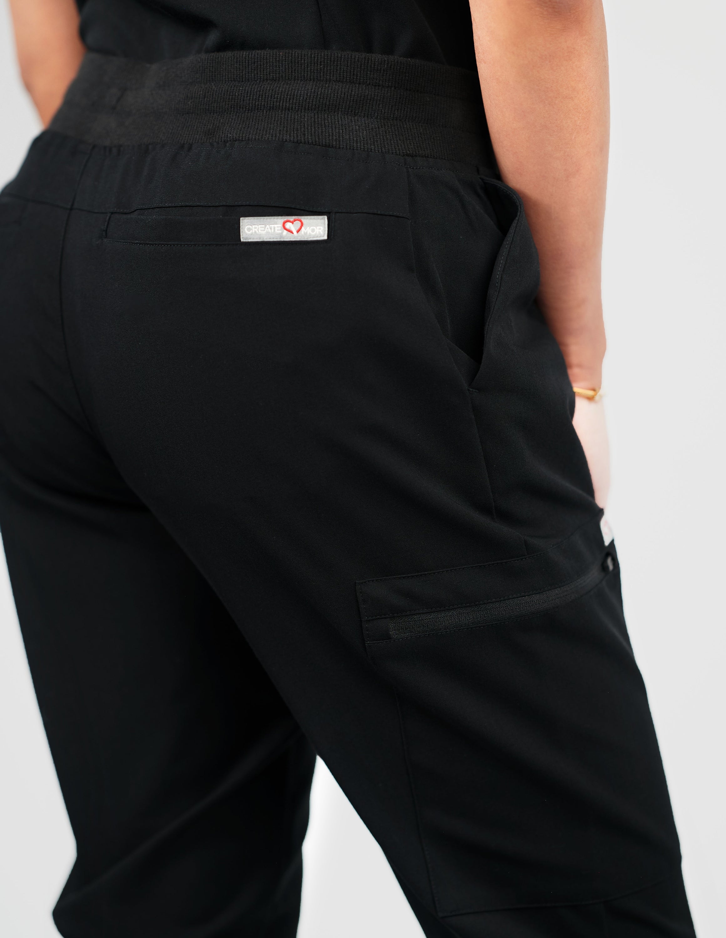 Ivy Jogger Women's Black Scrub Pants | Fitted Scrubs for Women – Create ...