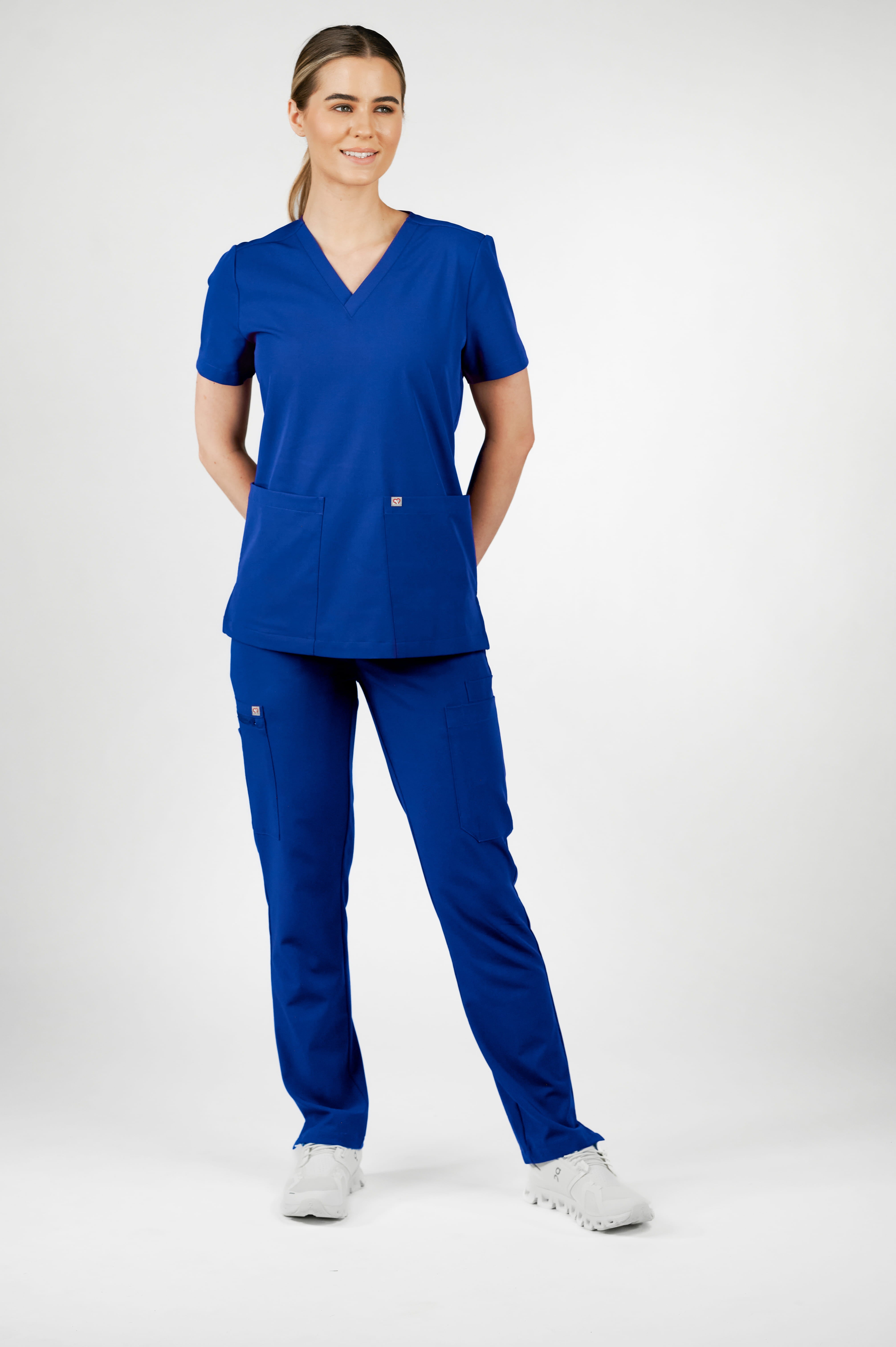 Iris Five-Pocket Women's Galaxy Blue Scrub Top – Create Amor